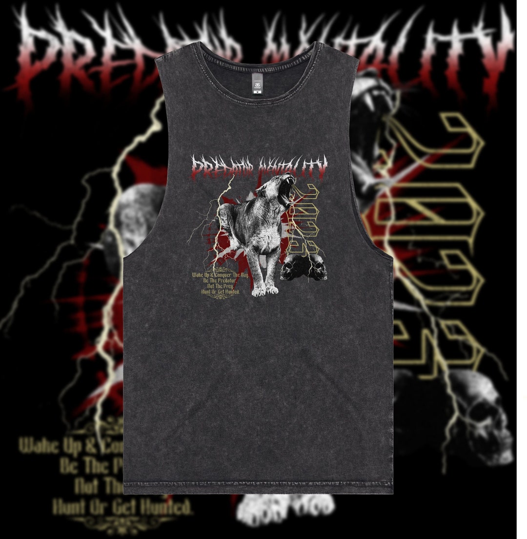 Predator Mentatlity | Unisex Gym Stonewash Tank Top | Mineral Wash ...