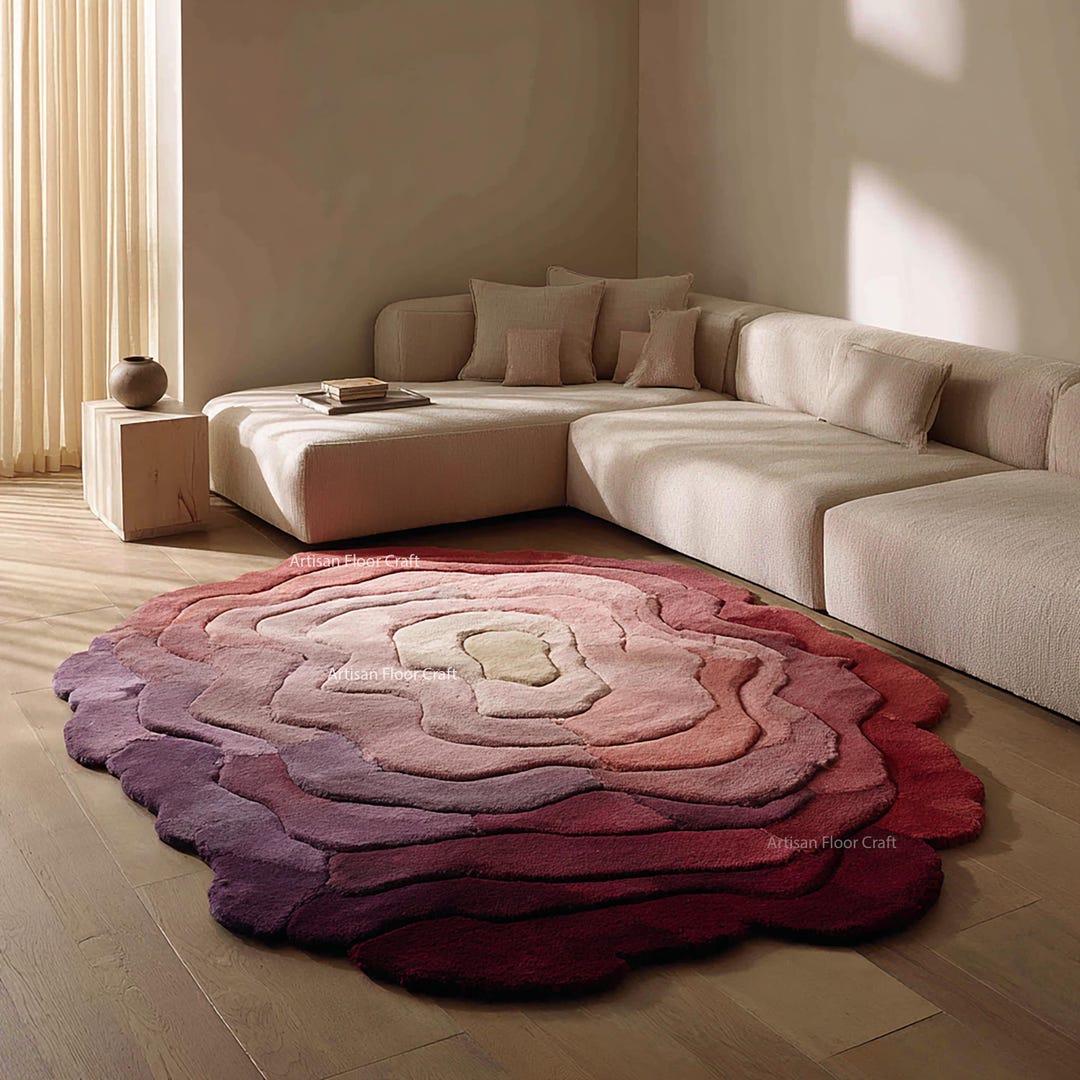 Hand-tufted Wool Rug: Modern Pink Rug, Luxury Home Decor - Etsy