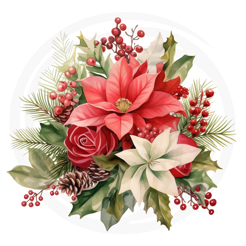 Christmas Flowers Clipart - 14 High Quality Pngs - White & Transparent ...