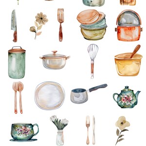 Cottagecore Kitchen Clipart - 23 High Quality Jpgs - White ...