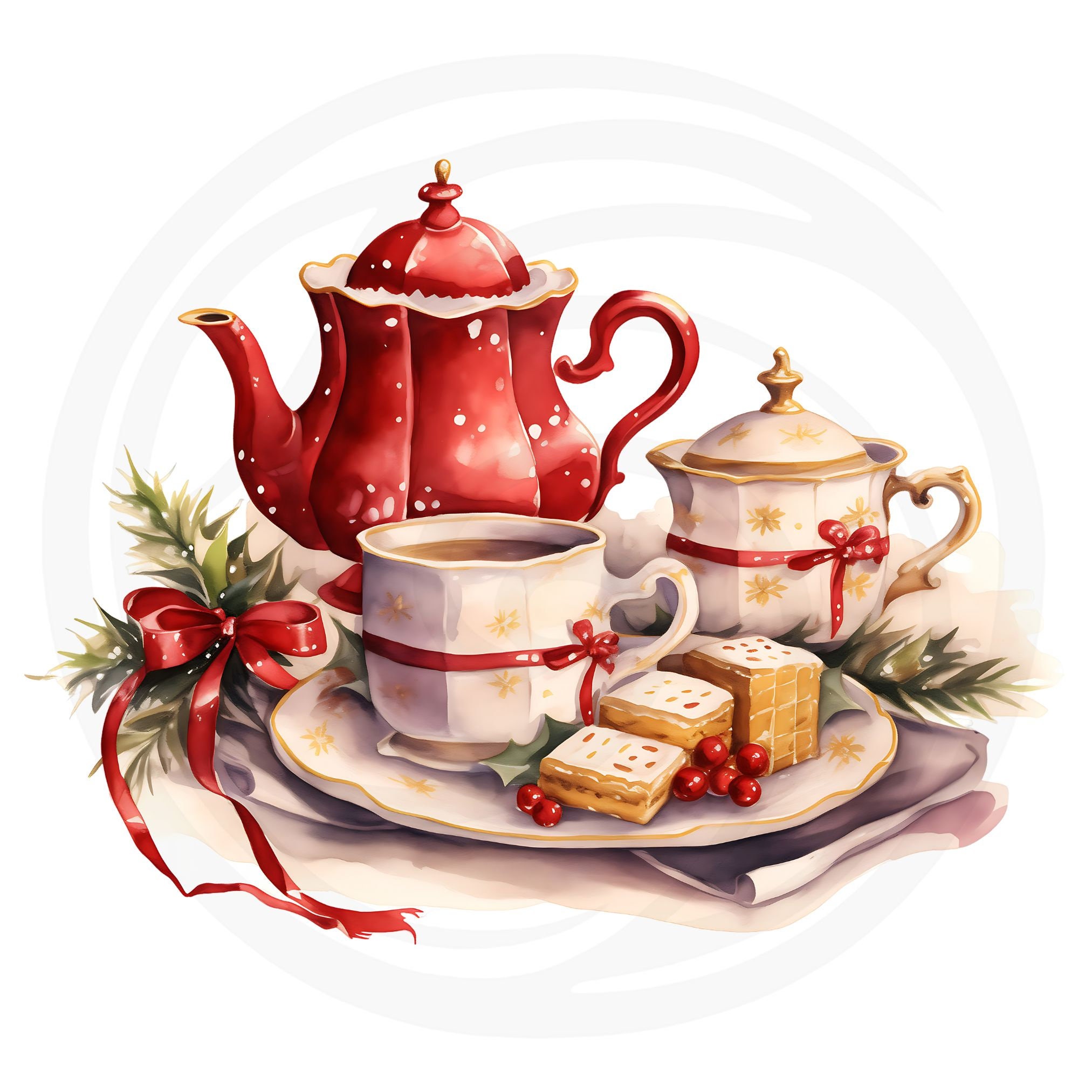 Christmas Tea Clipart - 21 High Quality Jpgs - White & Transparent ...