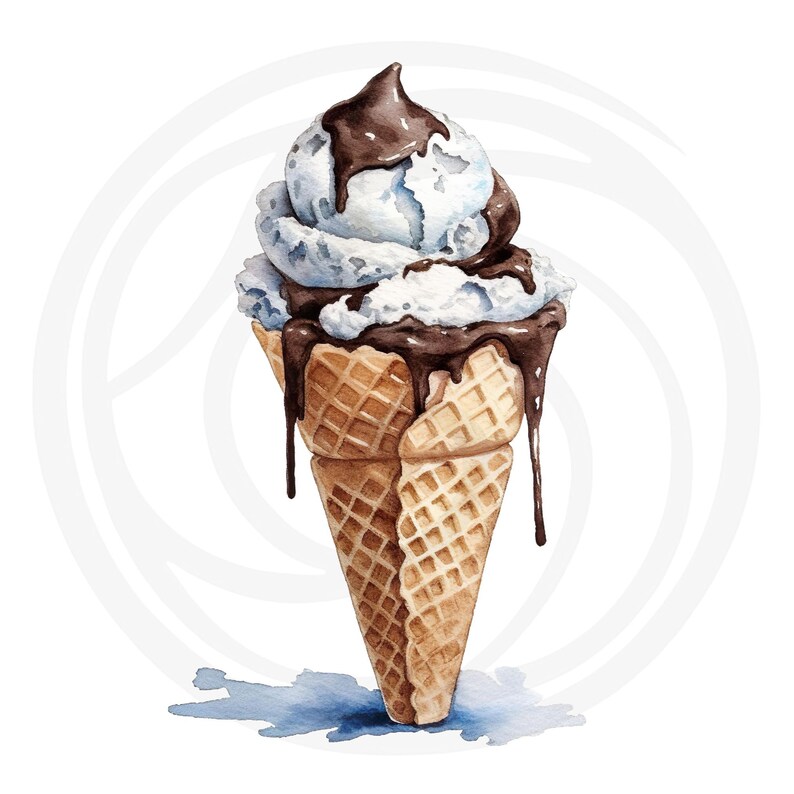 Ice Cream Cones Clipart 24 High Quality White & - Etsy