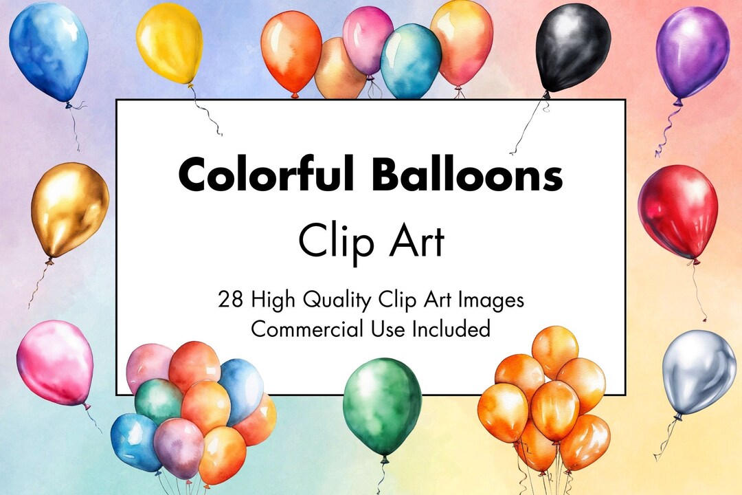 Colorful Balloons Clipart - 28 High Quality Graphics - White ...