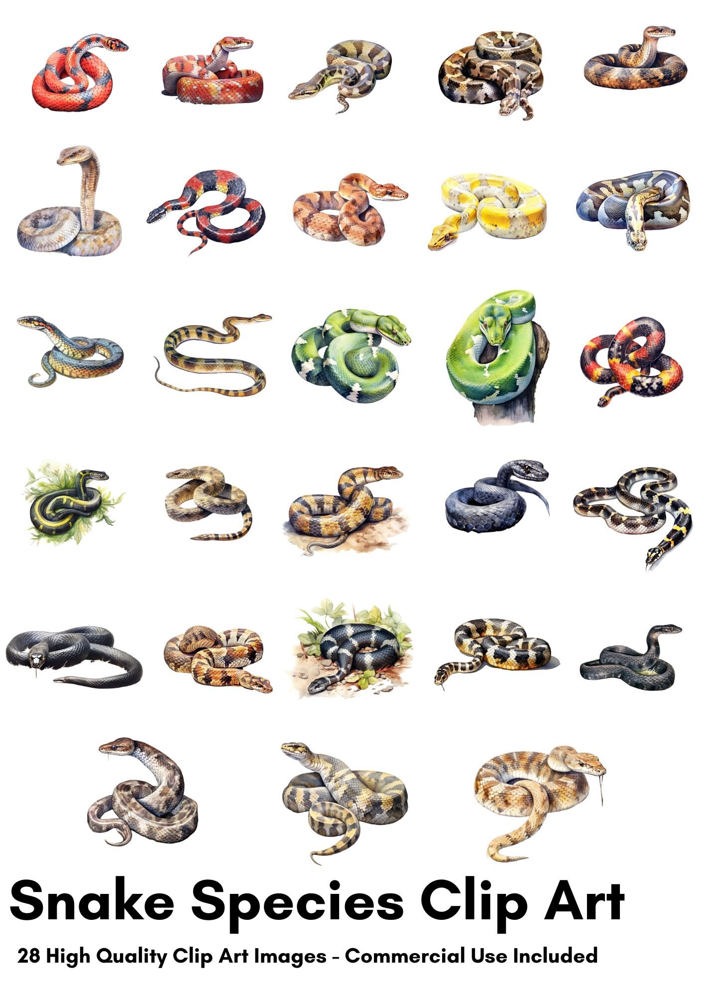 Snake Species Clipart - 28 High Quality Jpgs - White & Transparent ...