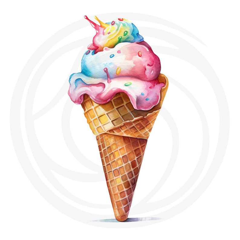 Ice Cream Cones Clipart 24 High Quality White & - Etsy