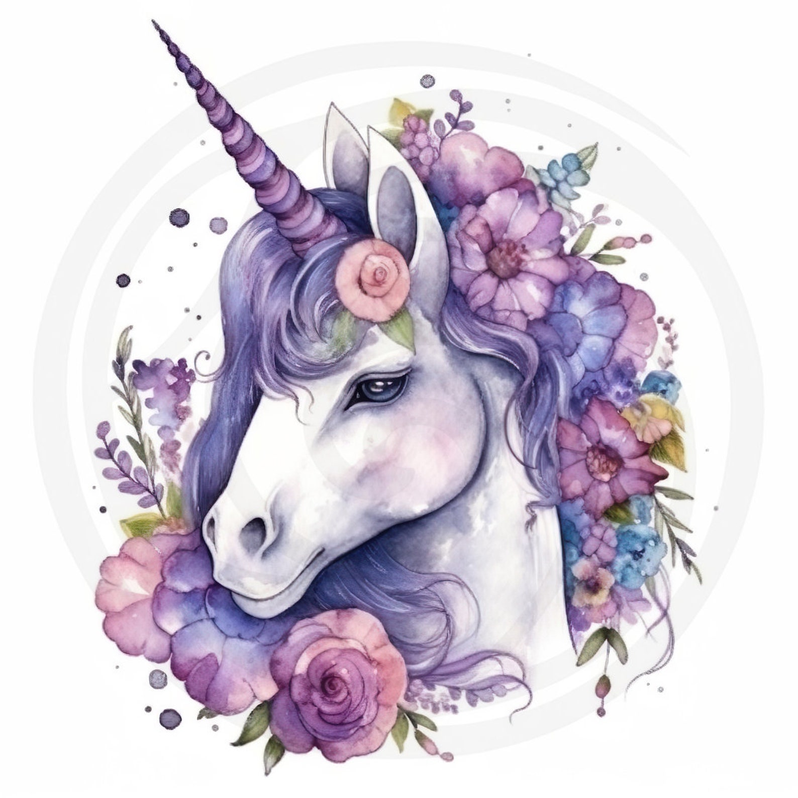 Purple Unicorn Clipart- 12 High Quality Jpgs - White & Transparent ...