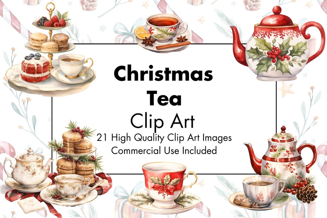 Christmas Tea Clipart - 21 High Quality Jpgs - White & Transparent ...