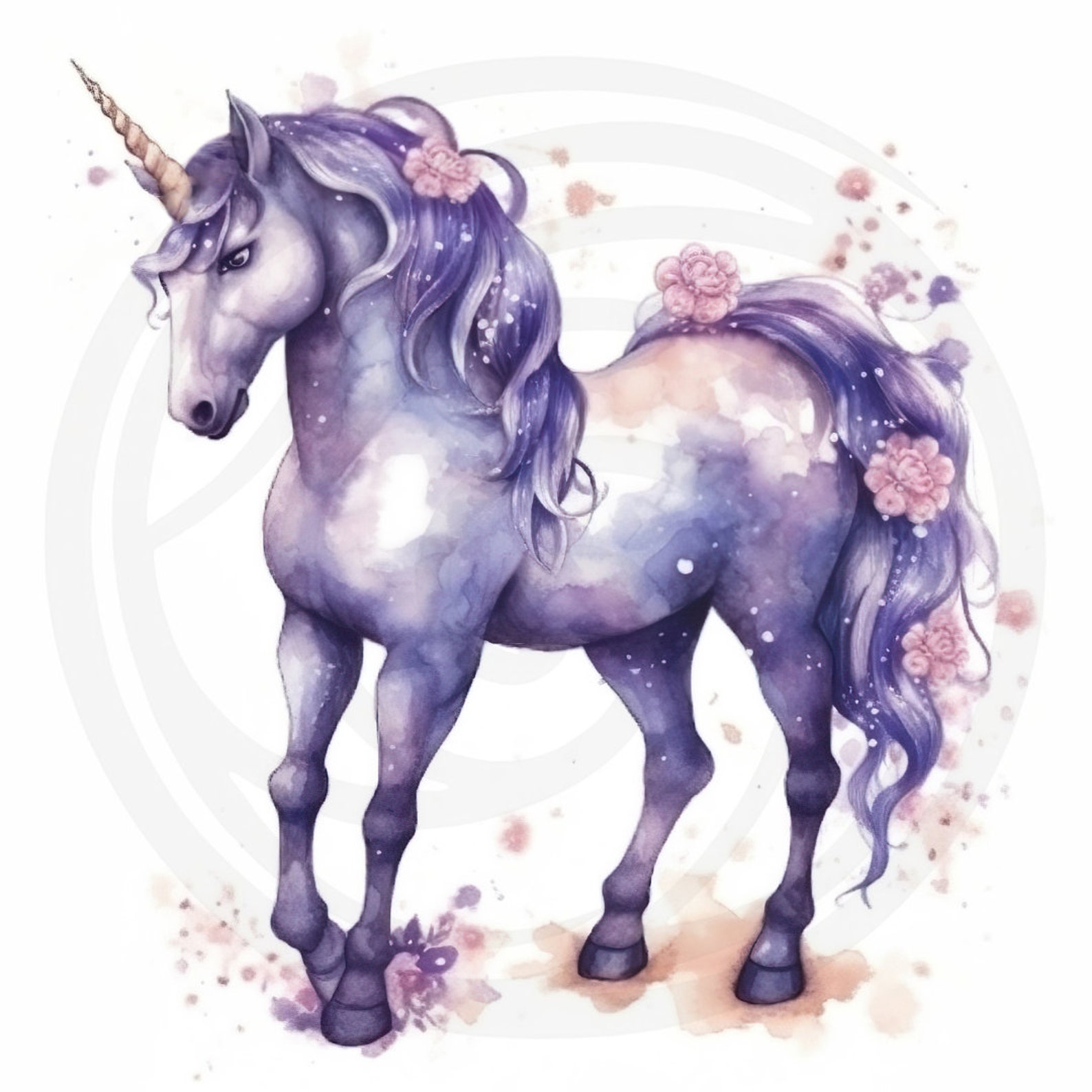 Purple Unicorn Clipart- 12 High Quality Jpgs - White & Transparent ...