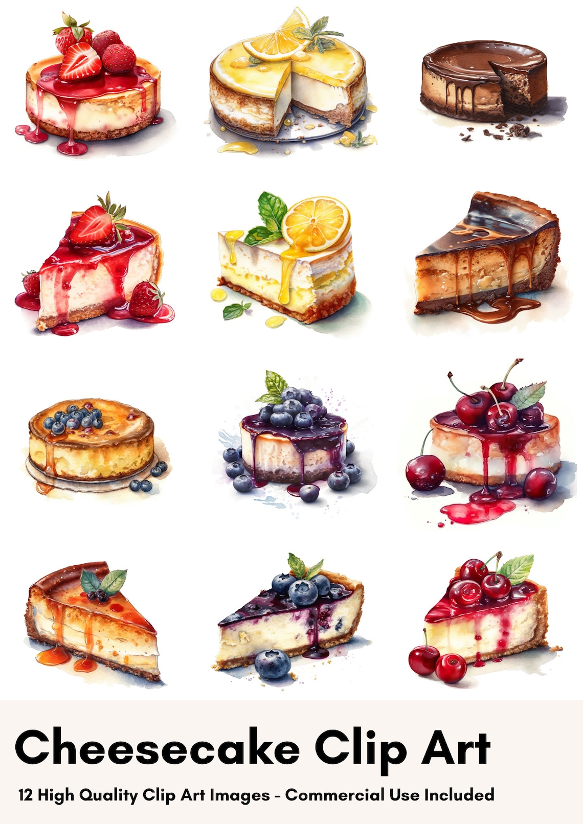 Cheesecake Clipart 12 High Quality Jpgs White & Transparent Background ...
