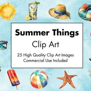 Summer Things Clipart - 25 High Quality Jpgs - White & Transparent ...