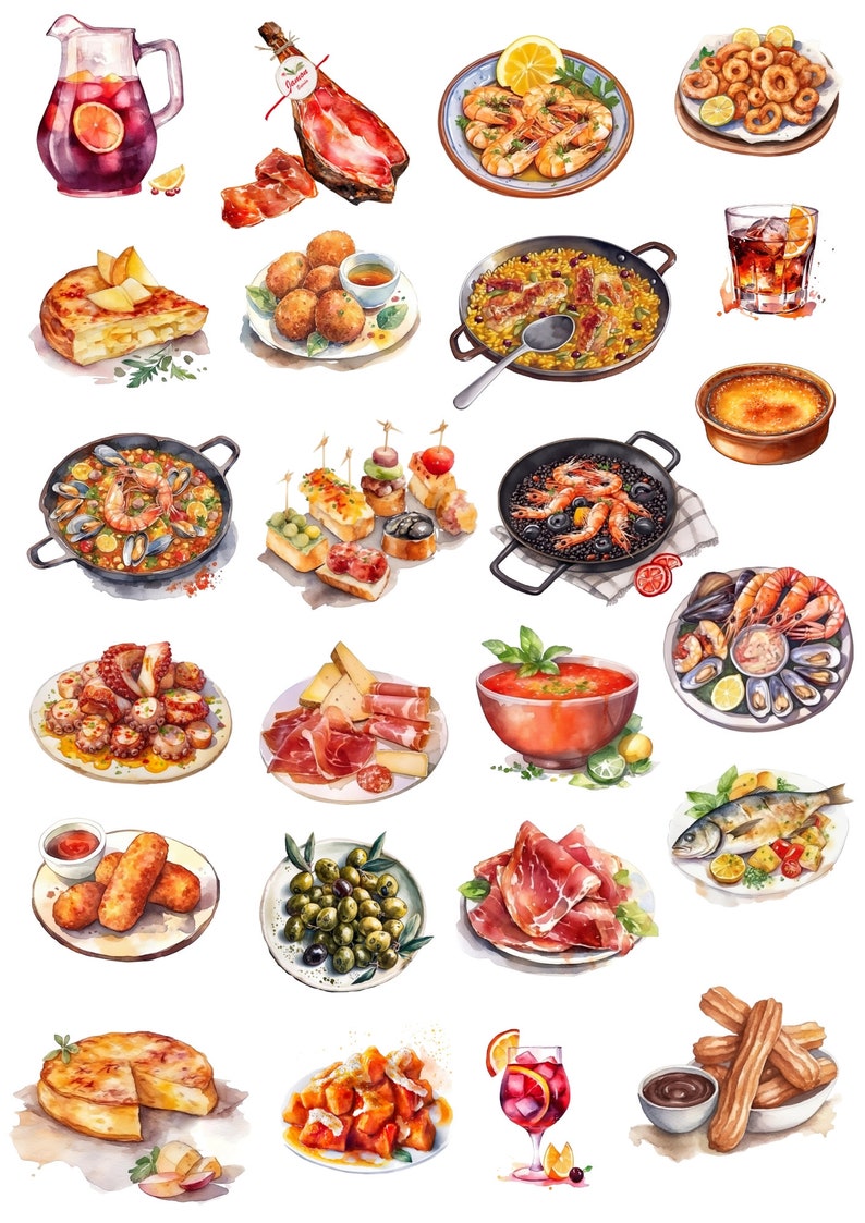 Spanish Food Clipart - 24 High Quality Jpgs - White & Transparent ...