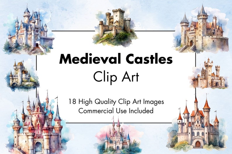 Medieval Castles Clipart- 18 High Quality Pngs - White and Transparent ...