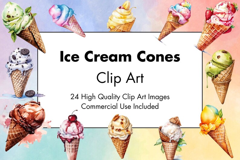 Ice Cream Cones Clipart 24 High Quality White & Transparent Background ...