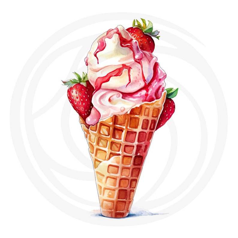 Ice Cream Cones Clipart 24 High Quality White & - Etsy