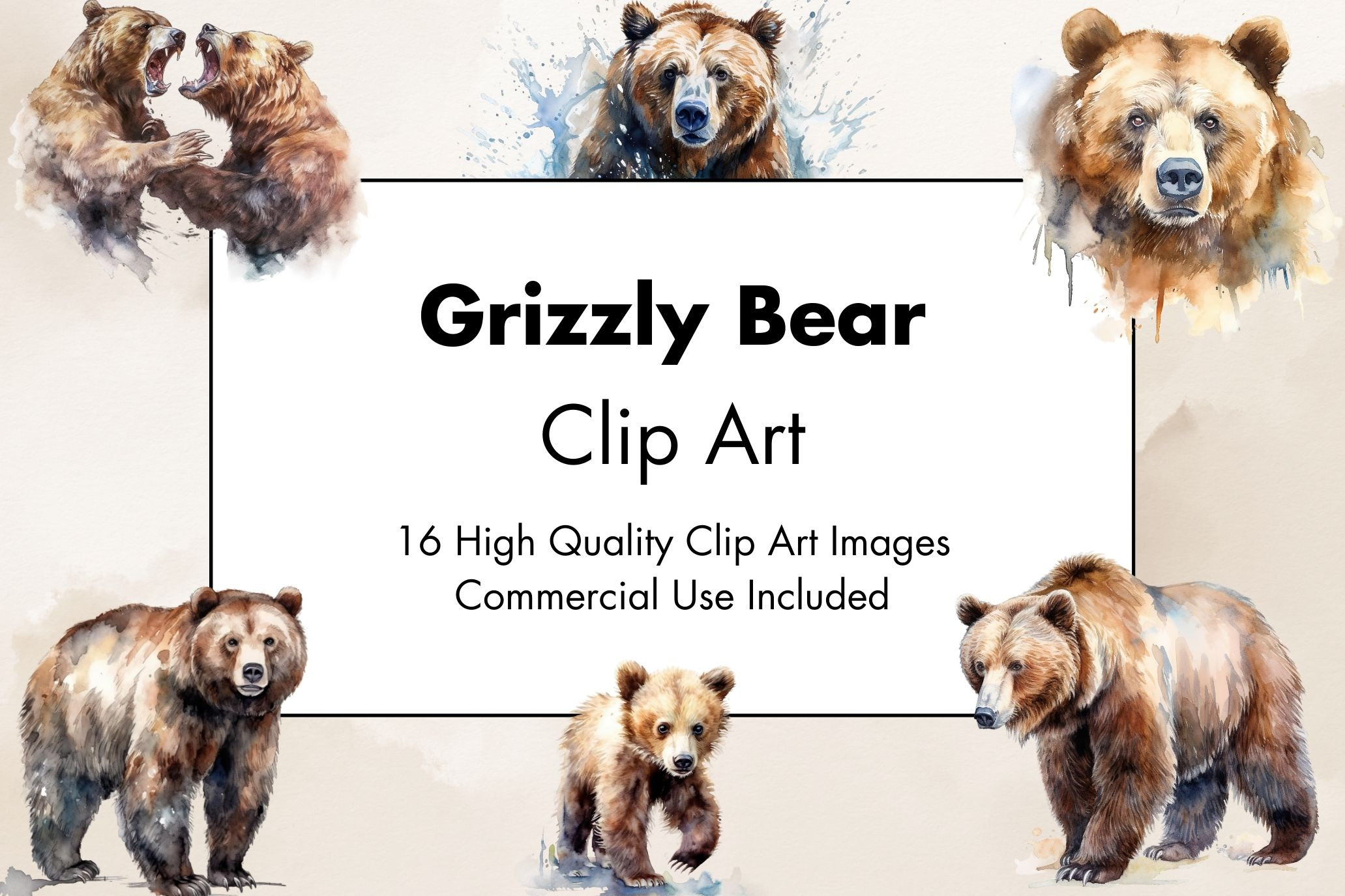 Grizzly Bears Clipart Bundle Bear Clipart Clip Art Paper Bear Craft