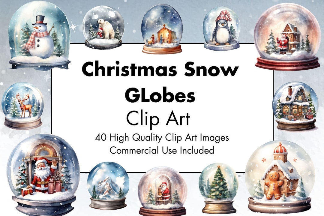 Christmas Snow Globes Clipart- 40 High Quality Pngs - White and ...
