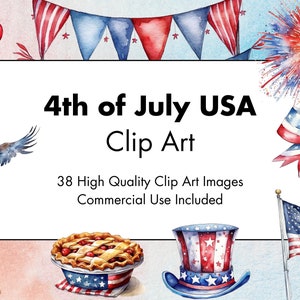 4th of July USA Clipart- 38 High Quality Jpgs- White & Transparent ...