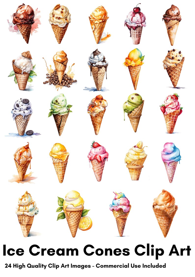 Ice Cream Cones Clipart 24 High Quality White & Transparent Background ...