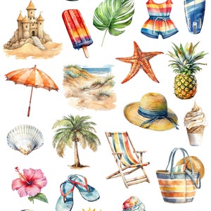 Summer Things Clipart - 25 High Quality Jpgs - White & Transparent ...