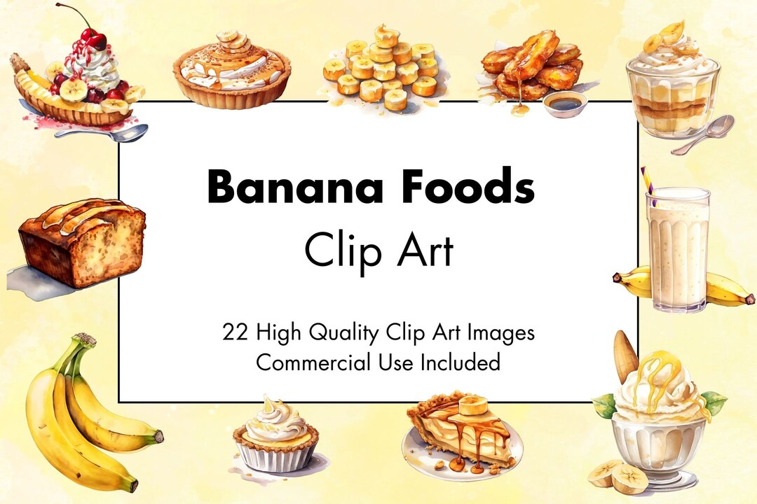 Banana Foods Clipart - 22 High Quality Graphics - White & Transparent ...