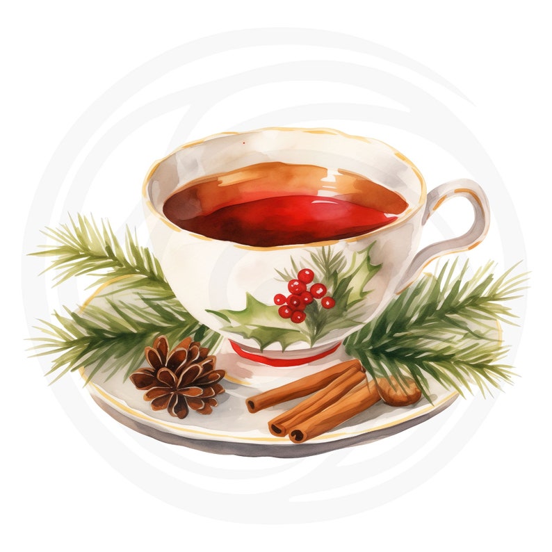 Christmas Tea Clipart - 21 High Quality Jpgs - White & Transparent ...