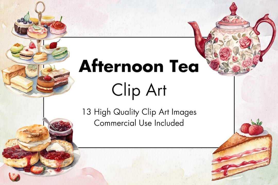 Afternoon Tea Clipart - 13 High Quality Jpgs - White & Transparent ...