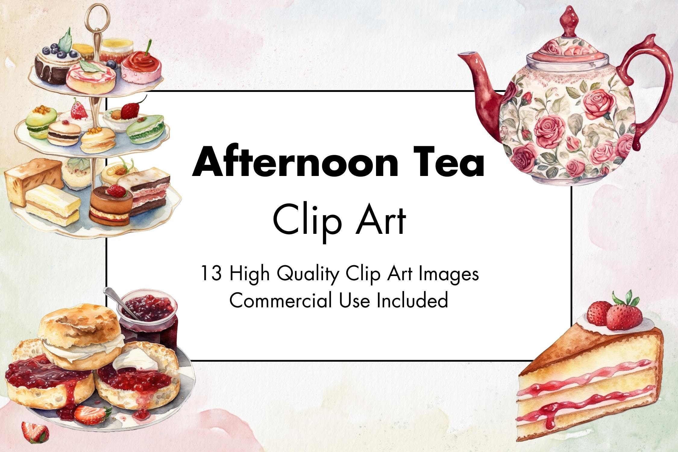 Afternoon Tea Clipart - 13 High Quality Jpgs - White & Transparent ...