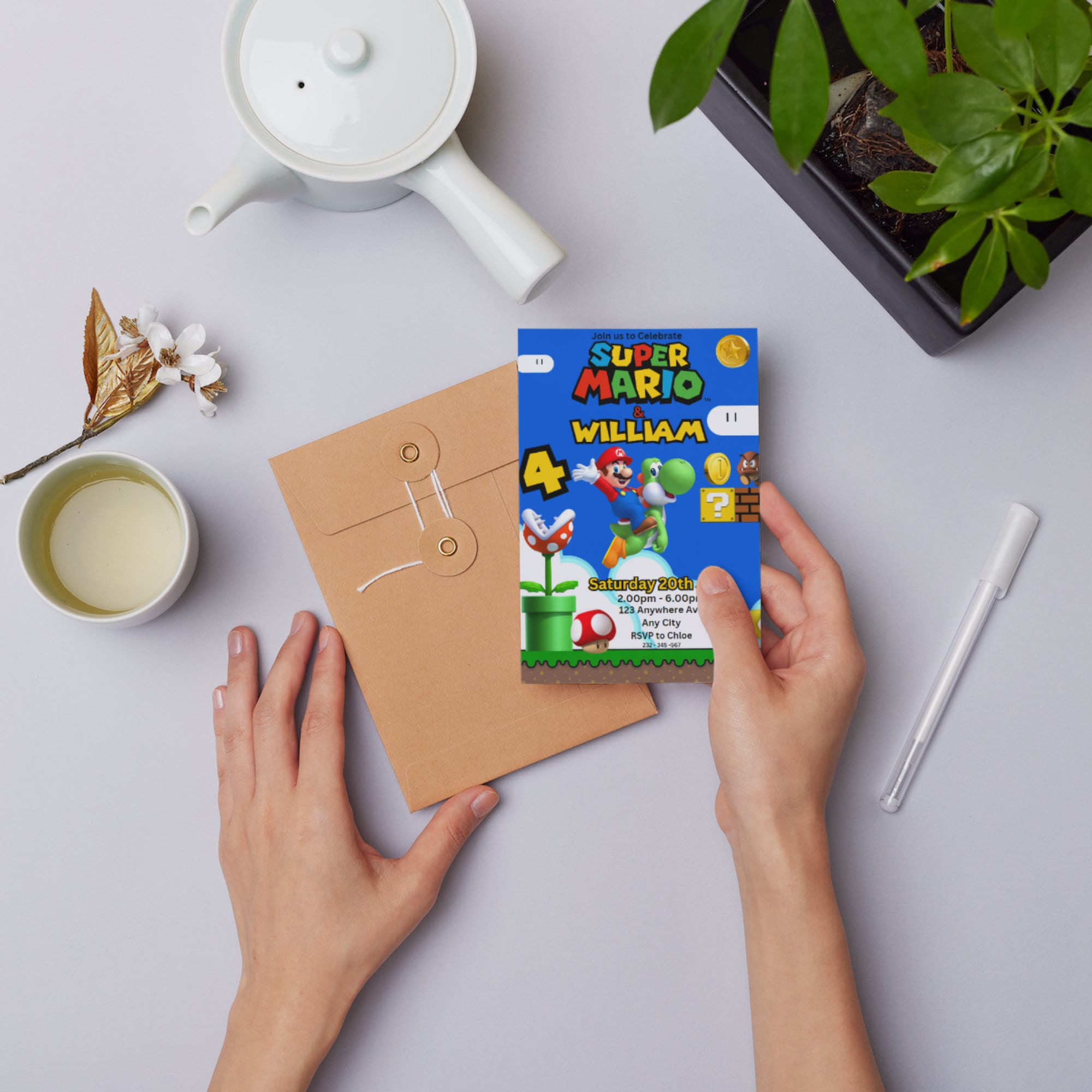 Super Mario Birthday Invitation A Magical Kids' Party Invite Print and ...