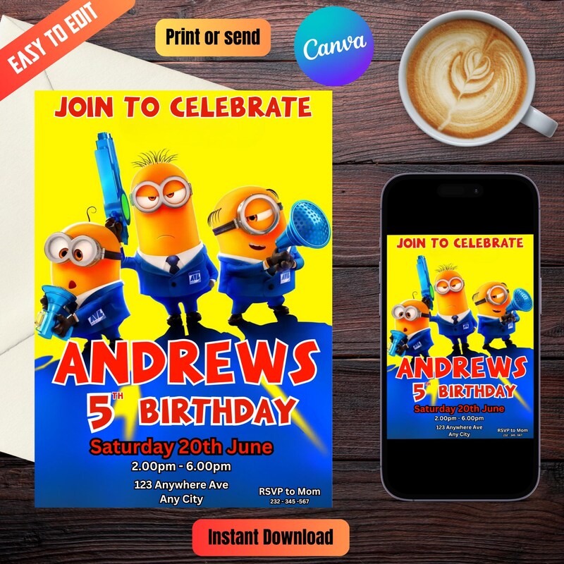 Despicable Me Invite - Etsy