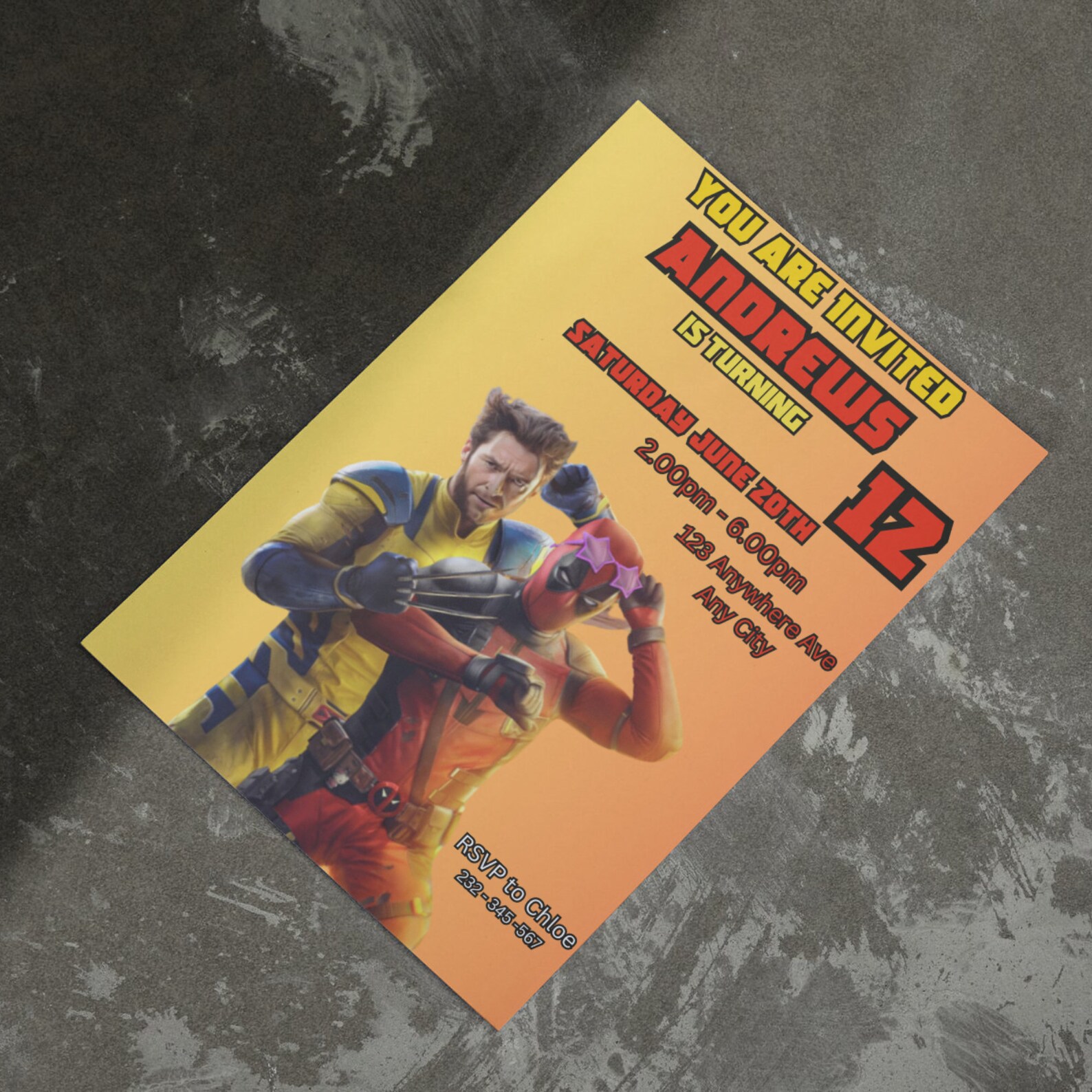 Deadpool and Wolverine Birthday Invitation Editable Digital Download ...