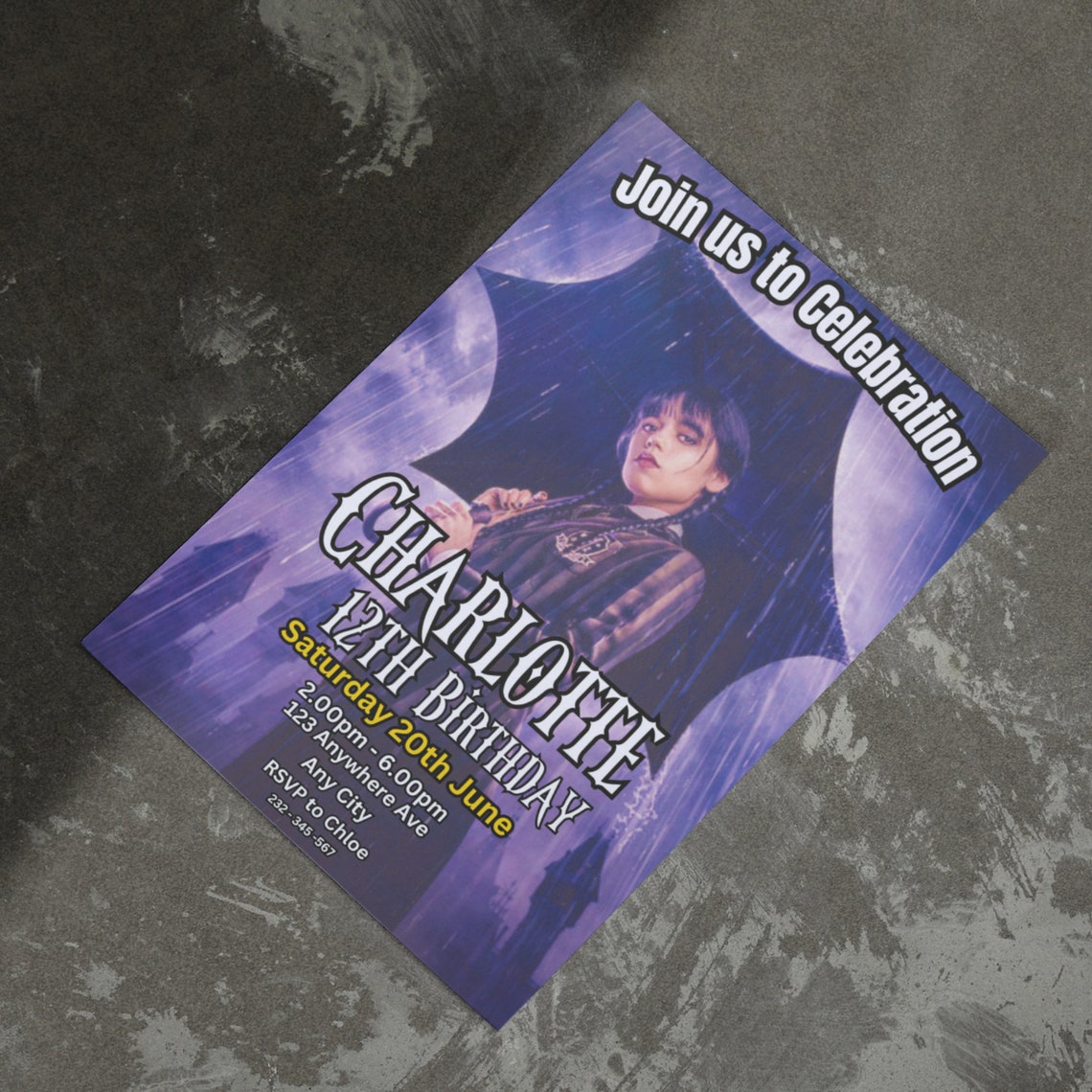 Wednesday Birthday Invitation Template Editable, Printable Wednesday ...