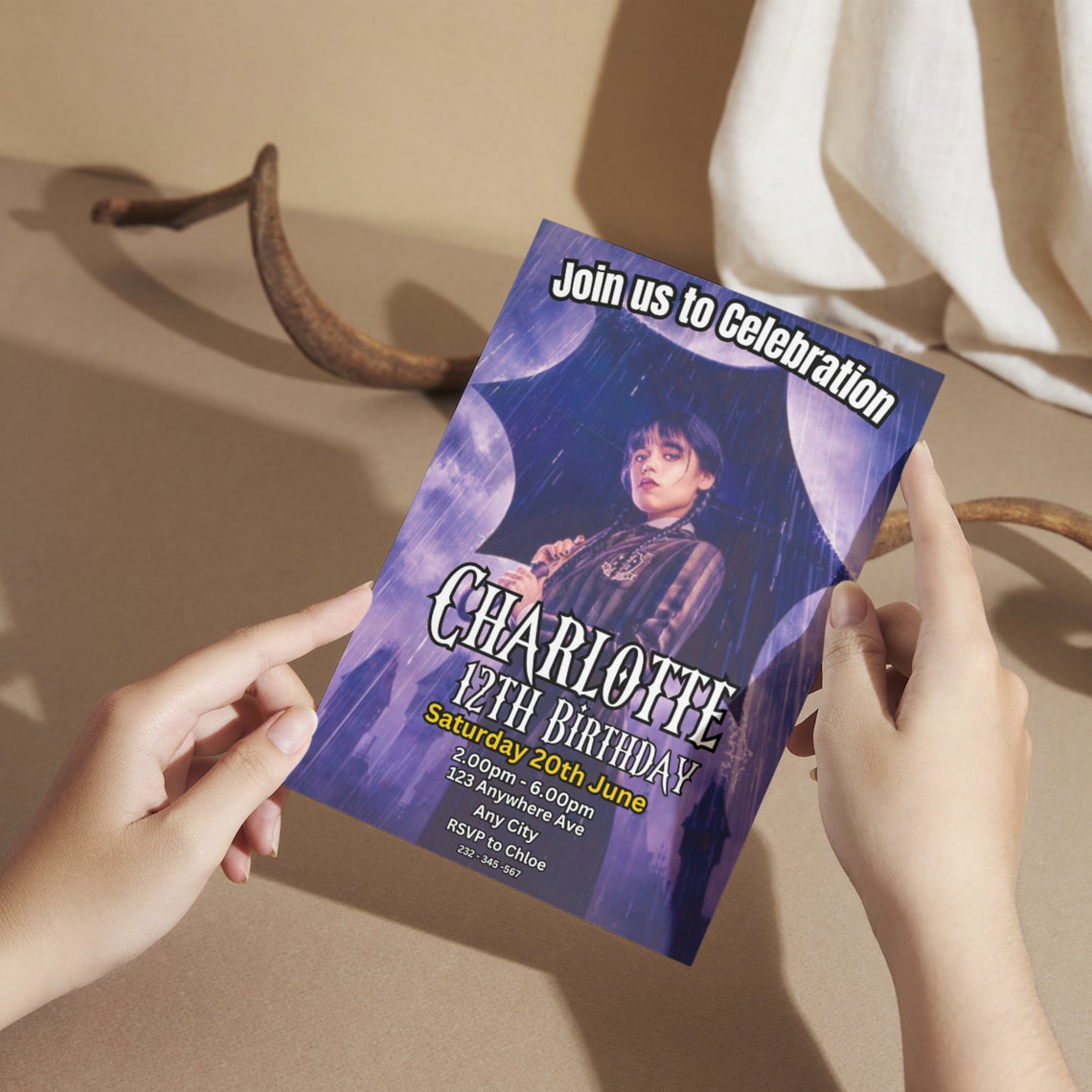 Wednesday Birthday Invitation Template Editable, Printable Wednesday ...