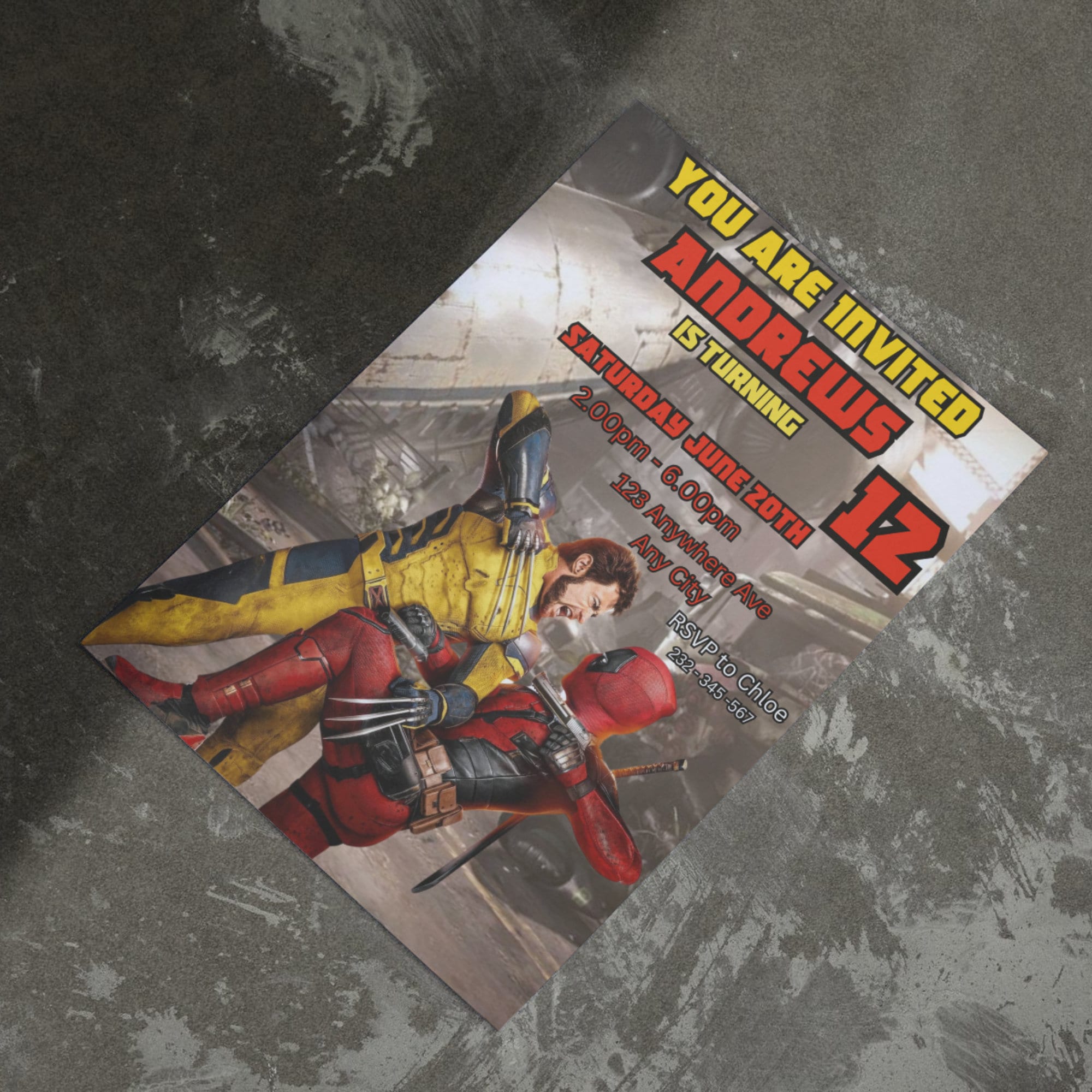 Deadpool and Wolverine Birthday Invitation Editable Digital Download ...
