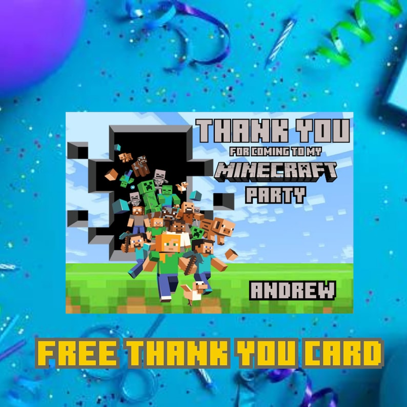 Editable Minecraft Birthday Invitation Minecrafter Birthday Invitations ...