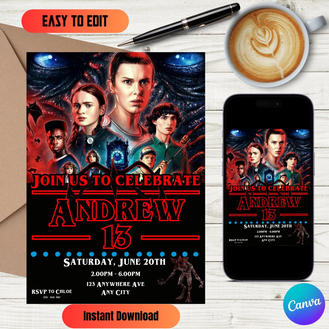 Printable Birthday Invitation, Stranger Things Party Birthday ...