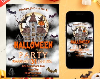 Editable Halloween Party Invitation Template, Costume Party Invitation ...