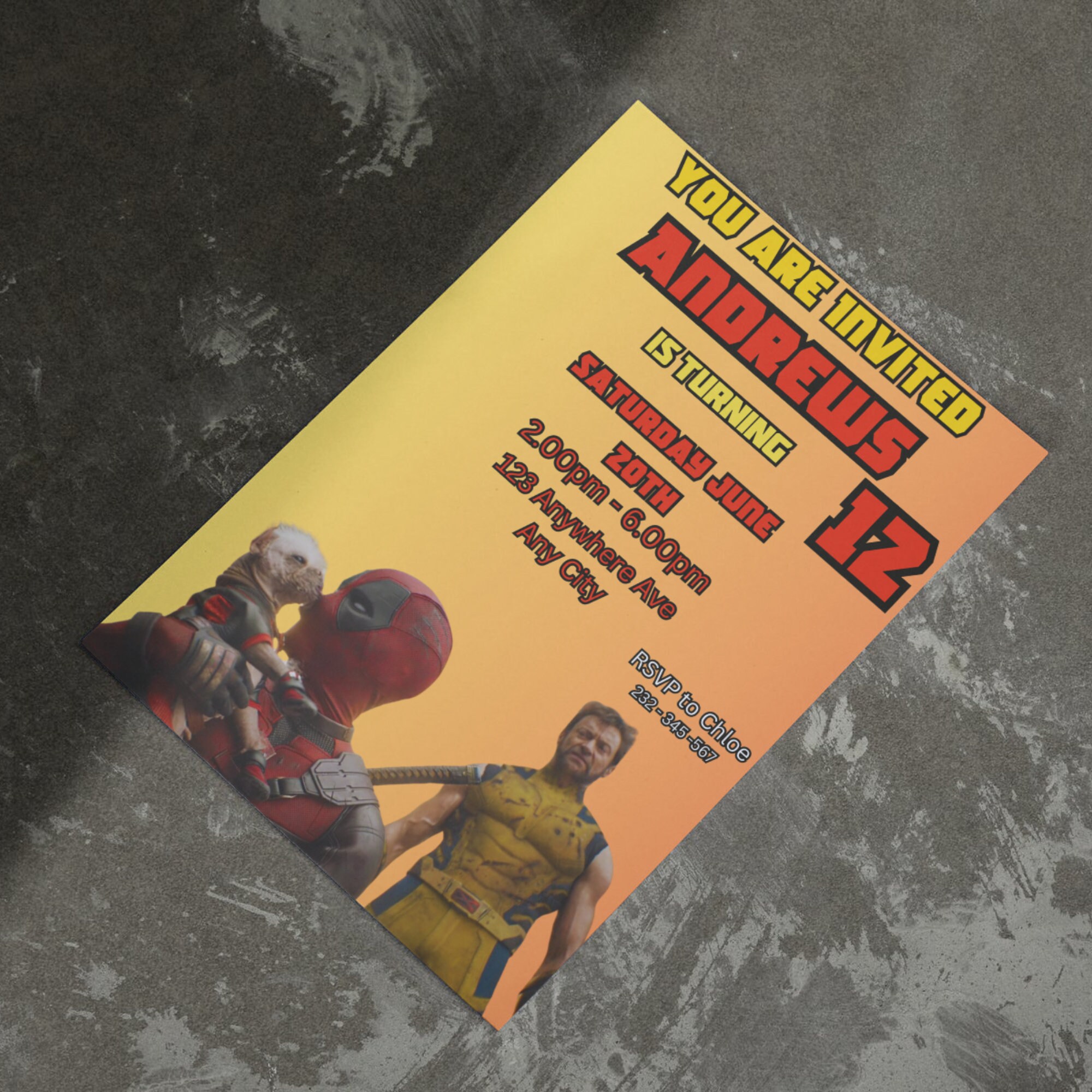 Deadpool and Wolverine Birthday Invitation Editable Digital Download ...