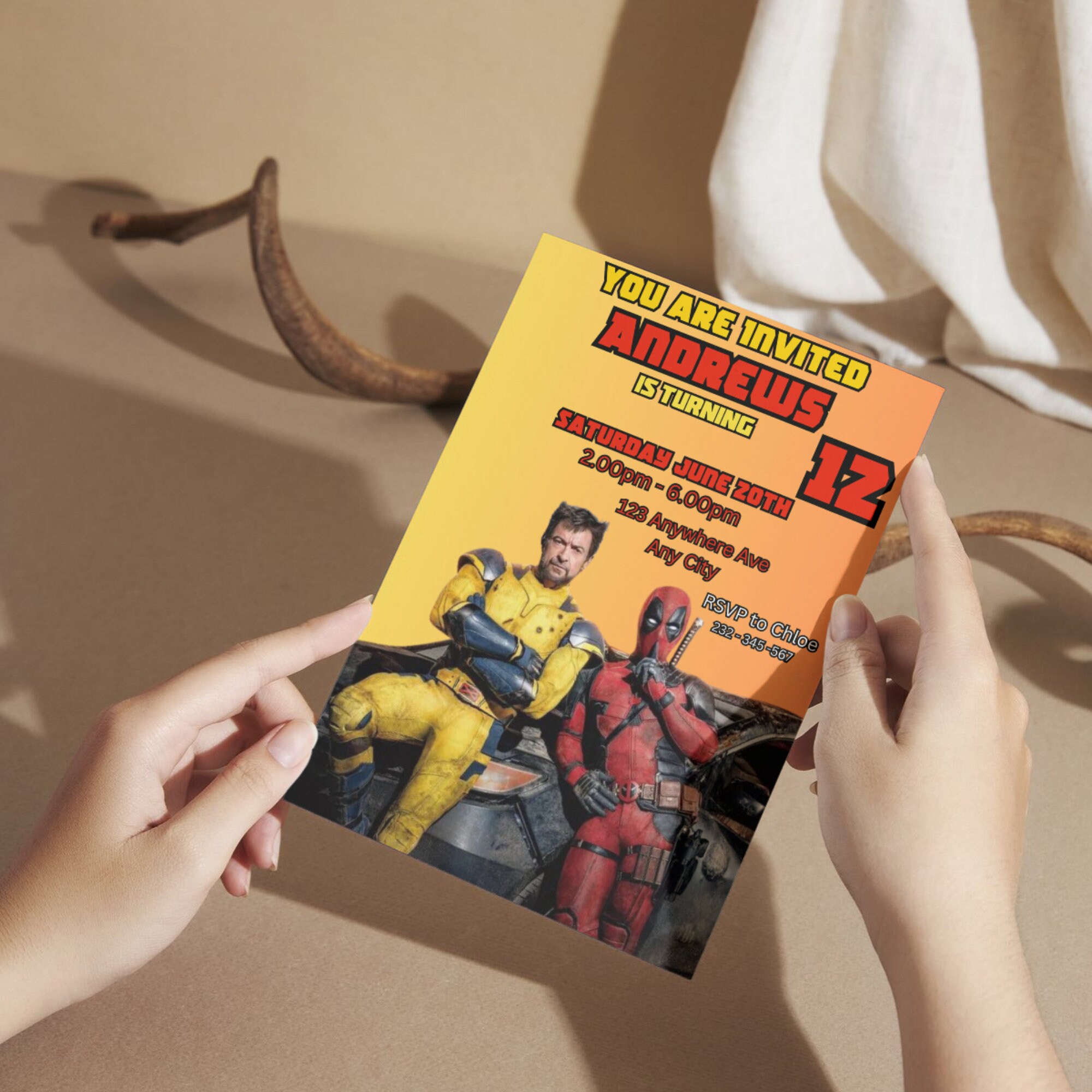 Deadpool and Wolverine Birthday Invitation Editable Digital Download ...
