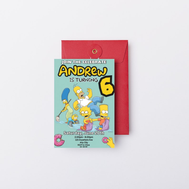 The Simpsons Birthday Party Invitation Editable, Party E-invitation ...