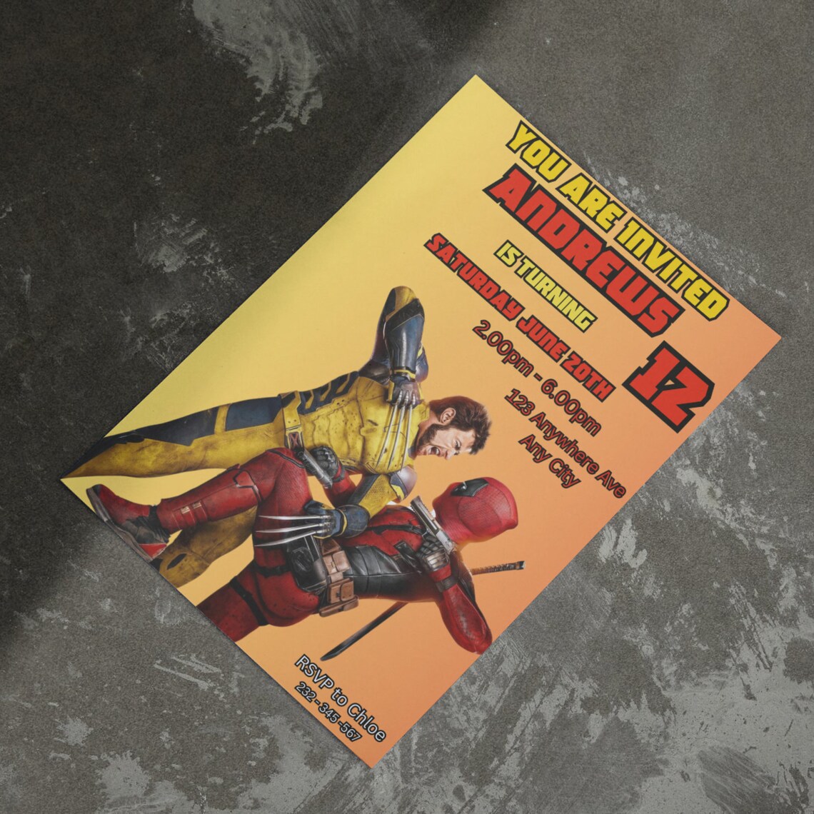 Printable Deadpool Birthday Invitation Editable Digital Download ...