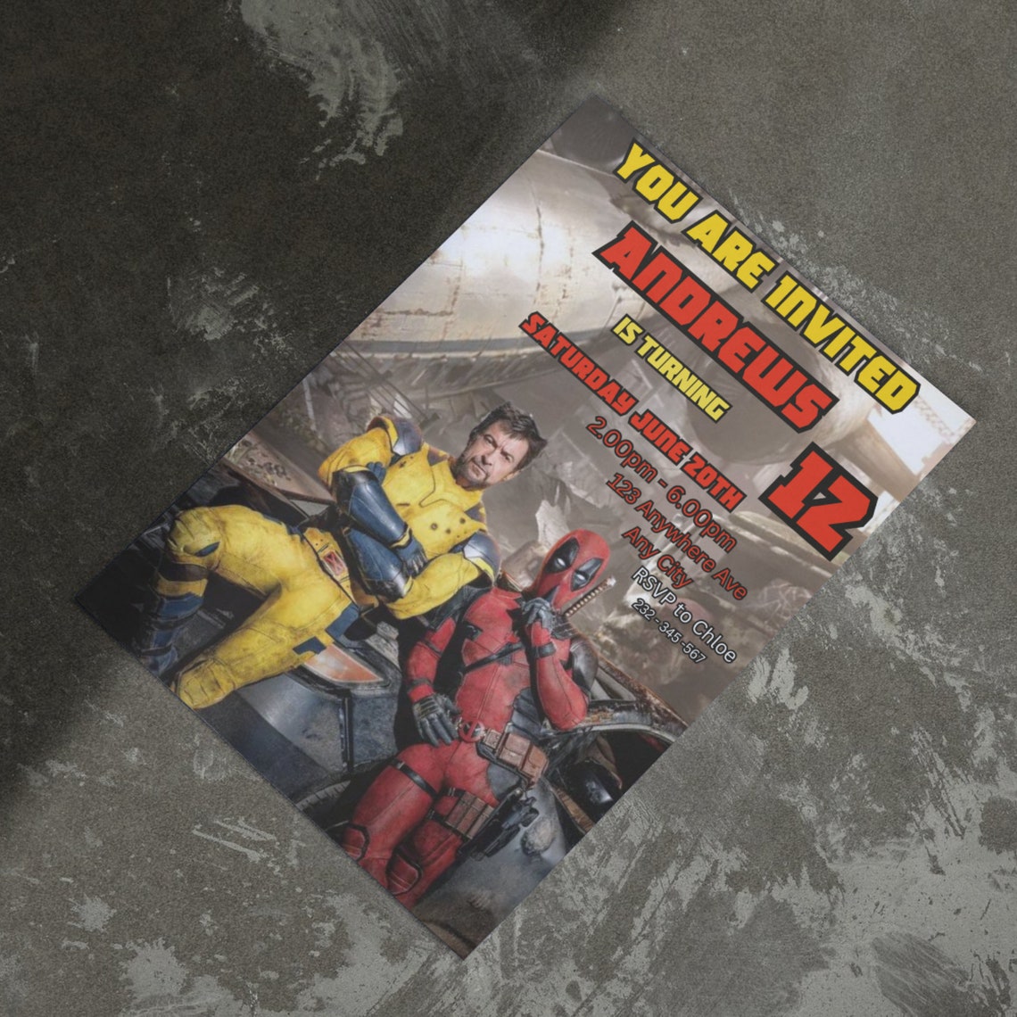 Deadpool and Wolverine Birthday Invitation Editable Digital Download ...