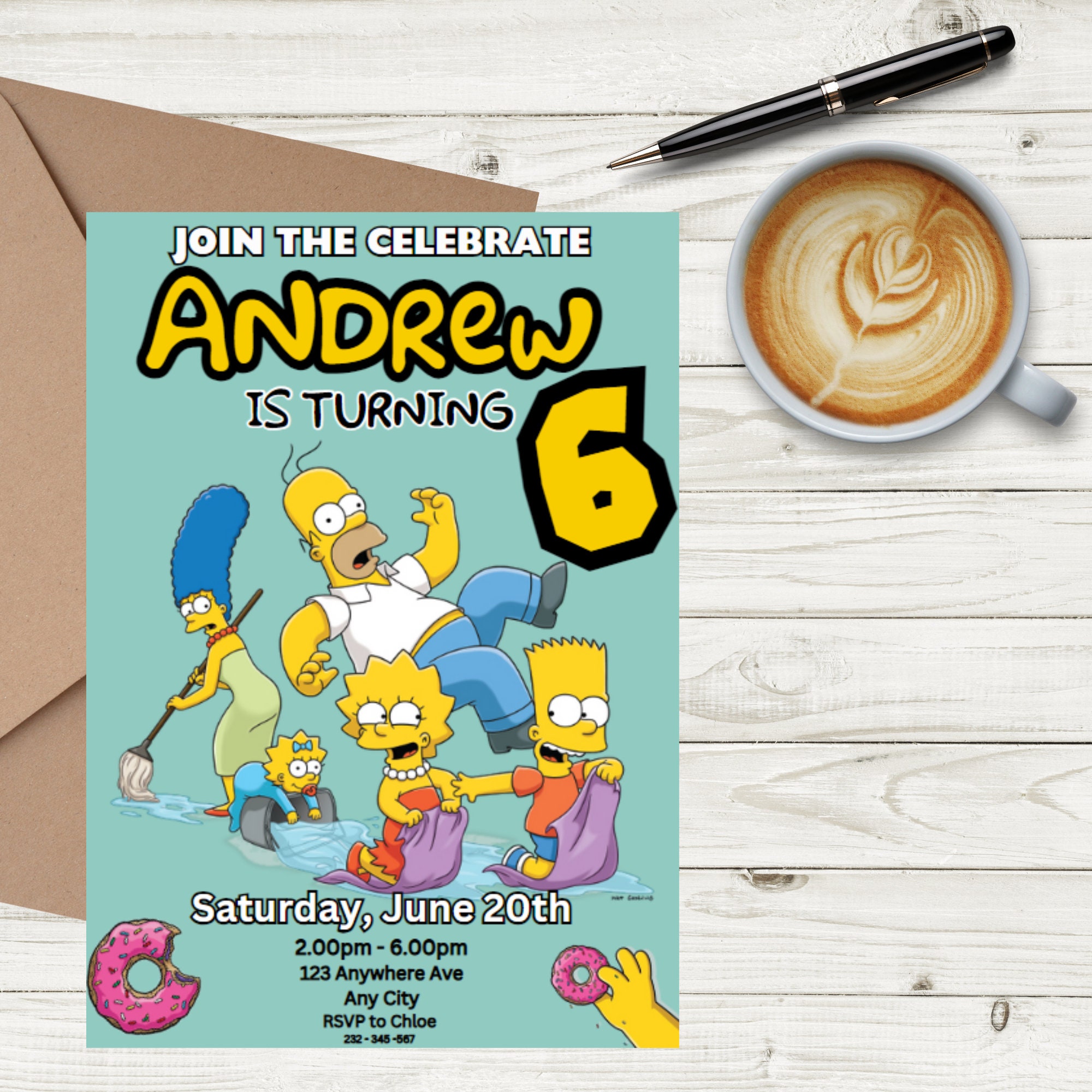 The Simpsons Birthday Party Invitation Editable, Party E-invitation ...