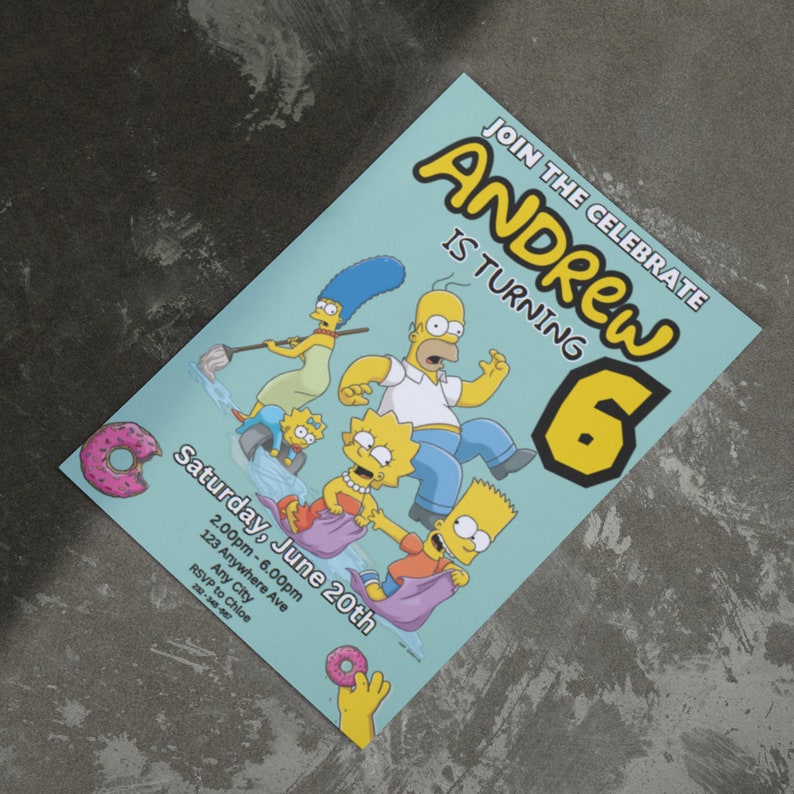 The Simpsons Birthday Party Invitation Editable, Party E-invitation ...
