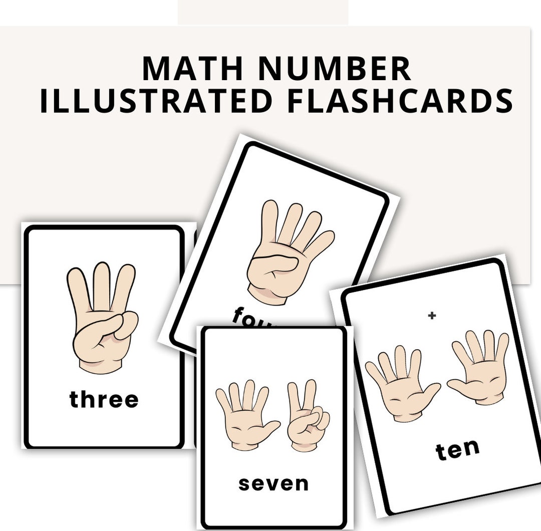 Math Numbers Illustrated Flashcards - Etsy