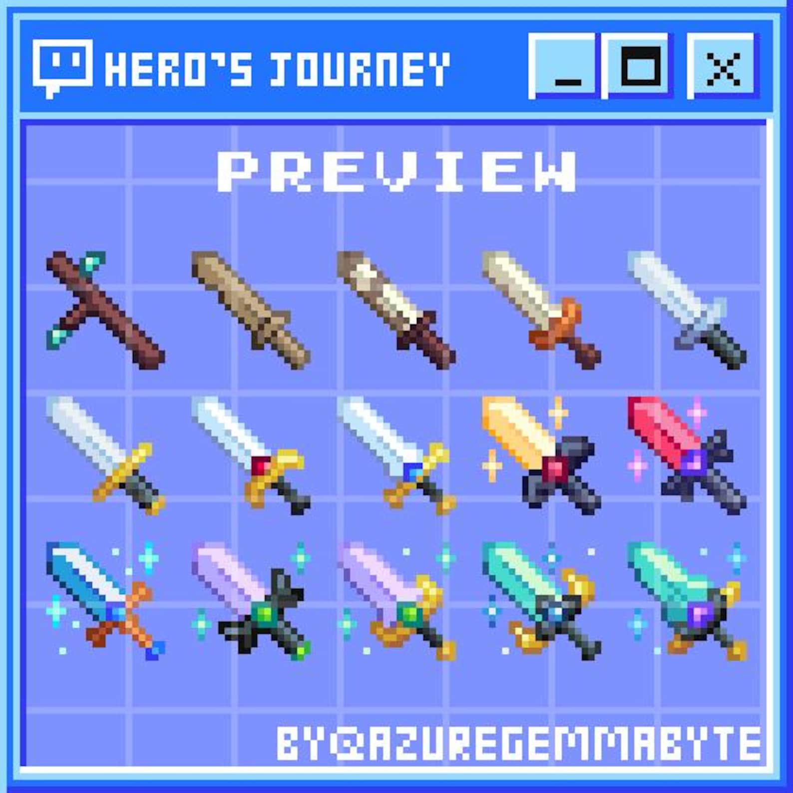 Fantasy RPG Sword MEGA PACK Twitch Sub Bits Badges || 15x Cool Pixel ...