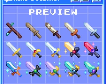 Fantasy RPG Sword MEGA PACK Twitch Sub Bits Badges || 15x Cool Pixel ...