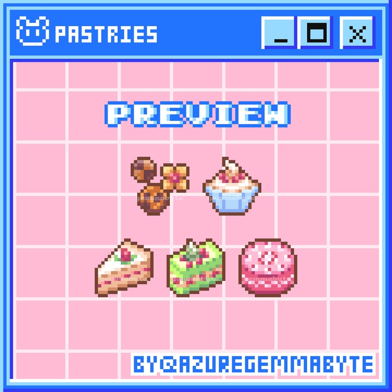 Pastry & Cake Twitch Sub Bits Badges || 5 Cute Pixel Art 8-bit Pastries ...
