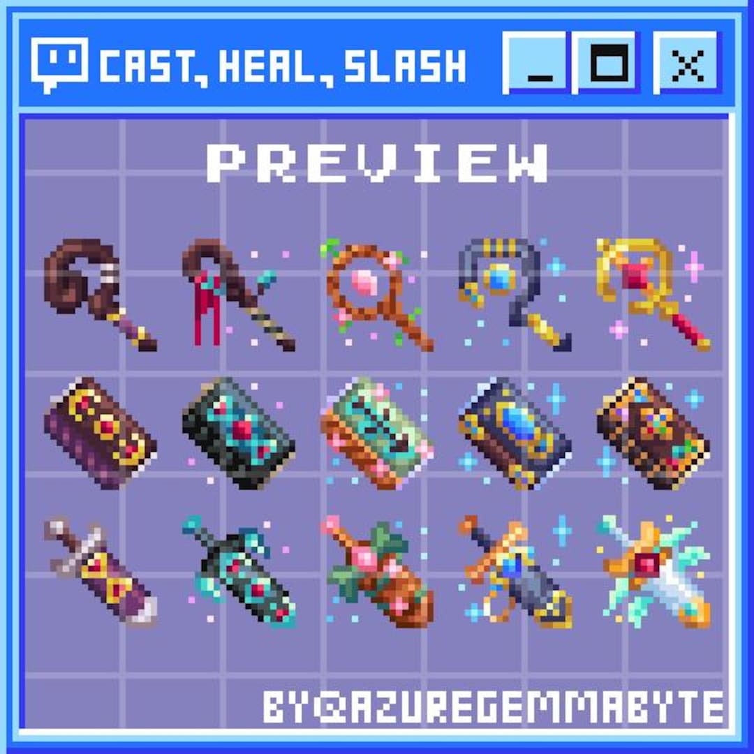 Fantasy RPG Cast Heal Slash MEGA PACK Twitch Sub Bits Badges || 15x ...