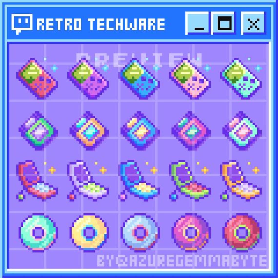 Retro Tech ULTIMATE PACK Twitch Sub Bits Badges || 20x Cool Cute Pixel ...