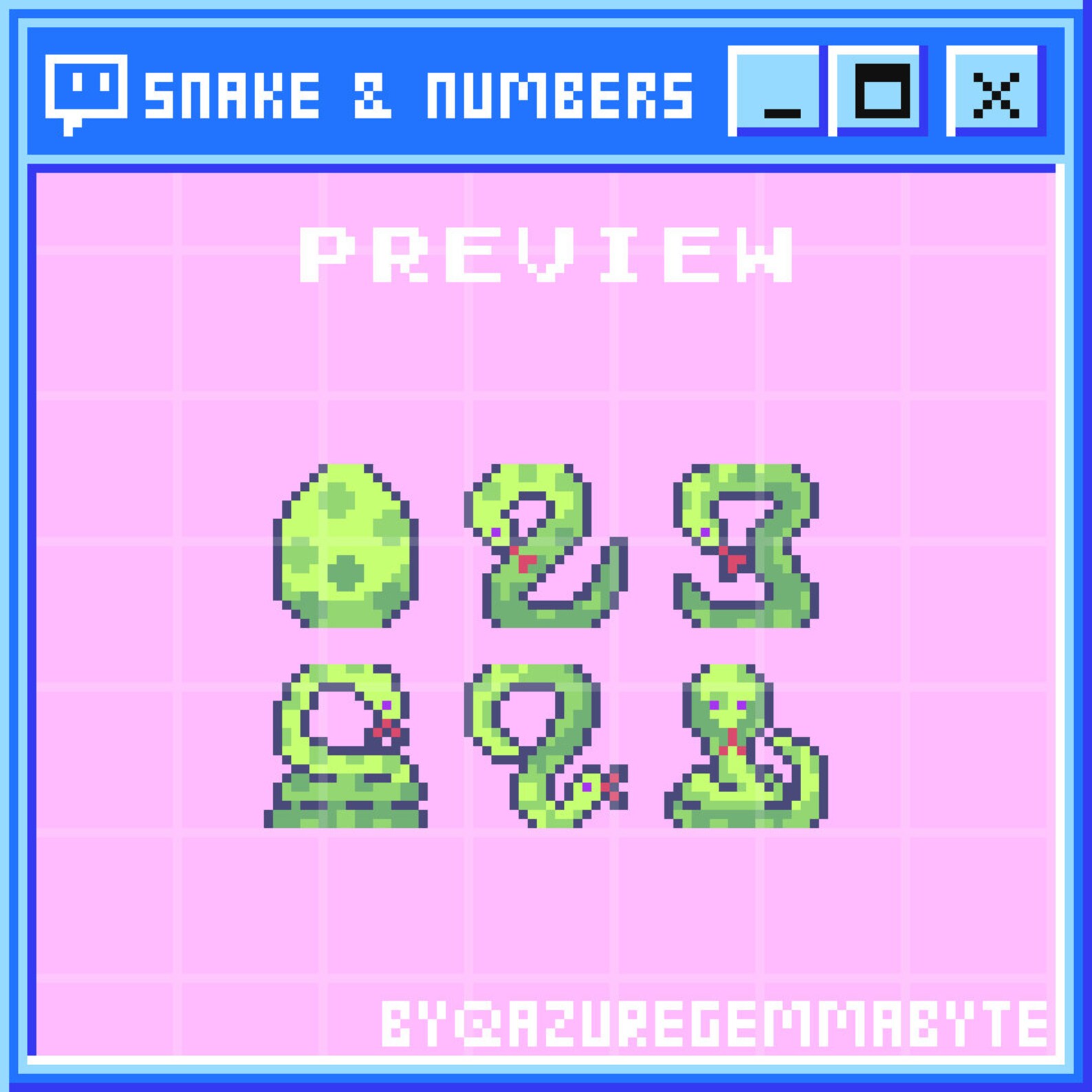 Snake and Numbers Twitch Sub Bits Badges || X6 Cool Pixel Art 8-bit ...